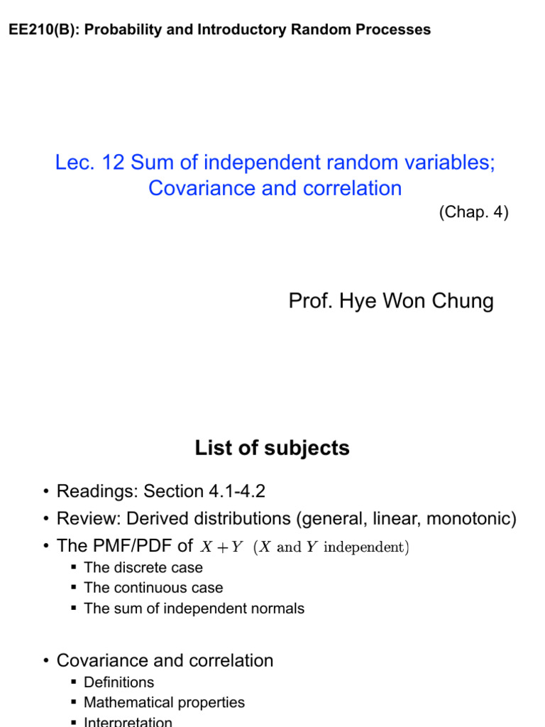 Probability & Random Variables | PDF | Variance | Covariance