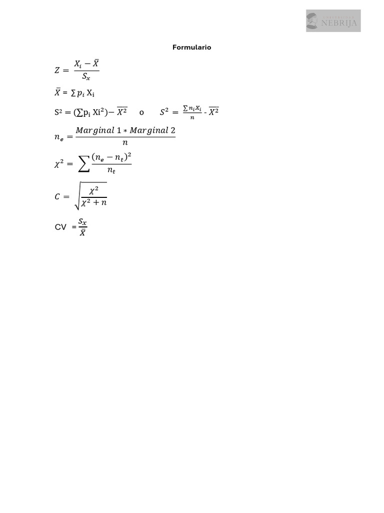 Statistical Formulas Overview | PDF