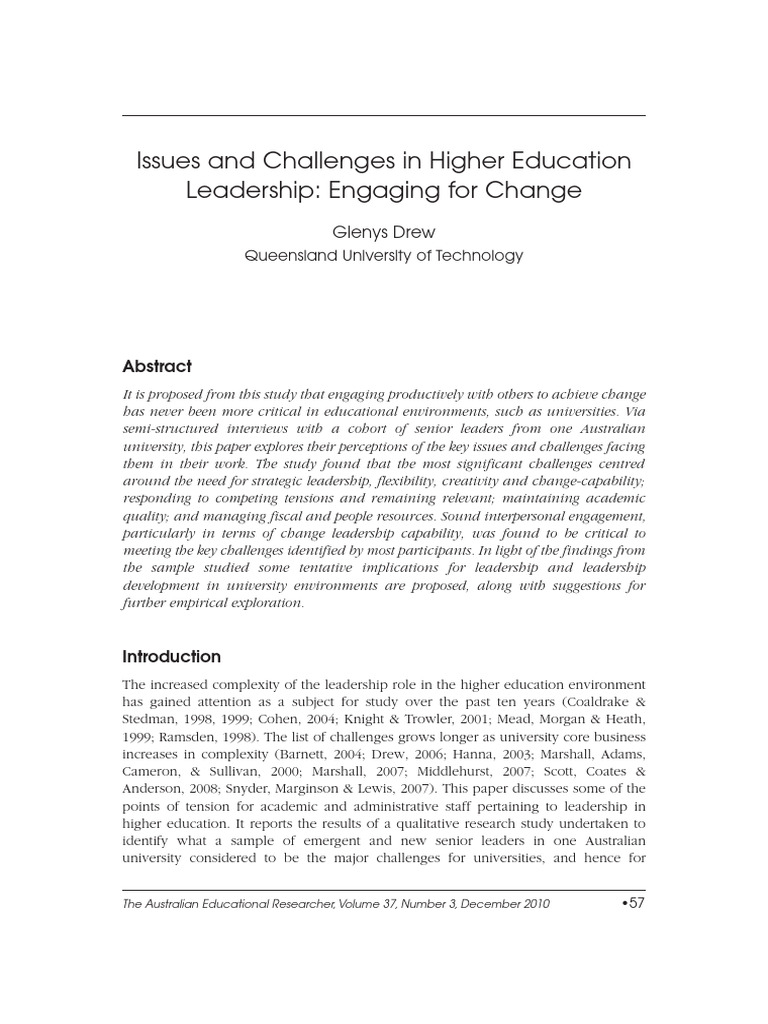 Higher Education Leadership Challenges | PDF | Leadership | University