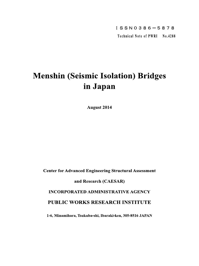 [JAPAN-PWRI-UNJOH] MENSHIN Seismic Isolation Bridges in Japan | PDF