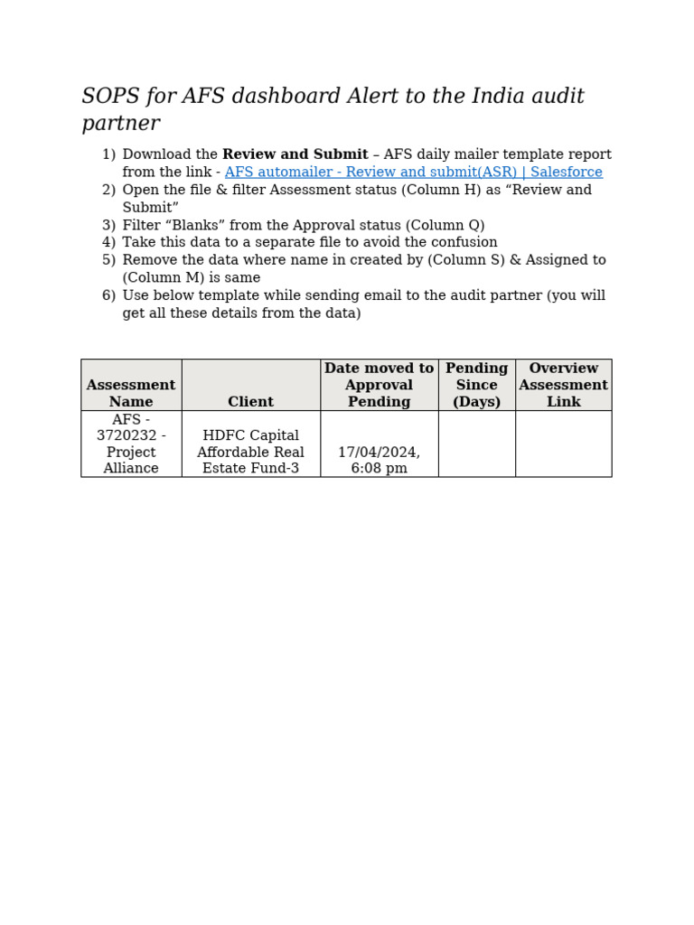 SOPS for Dashboard_Review and Submit | PDF