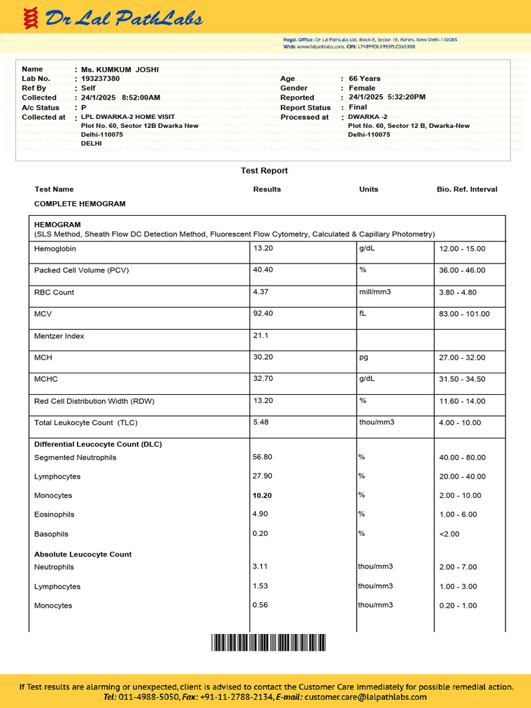 193237380_Report_F2025-01-24T175520.04 | PDF | Vitamin D | Medical Specialties