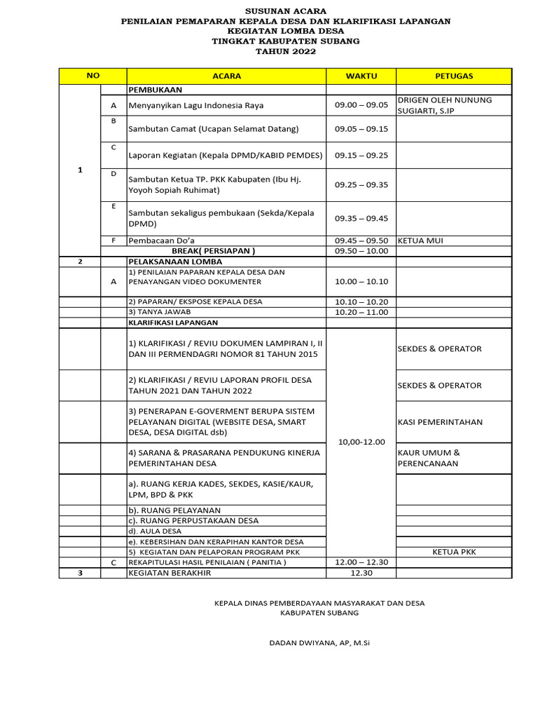 Acara Lomba Desa | PDF