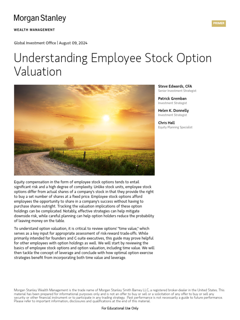 Employee Stock Option Valuation Guide | PDF | Option (Finance ...