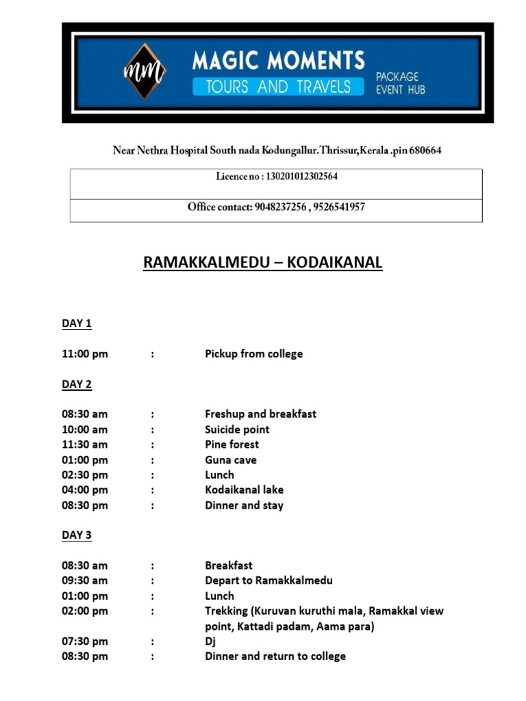 MM Ramakkalmedu - Kodaikanal | PDF