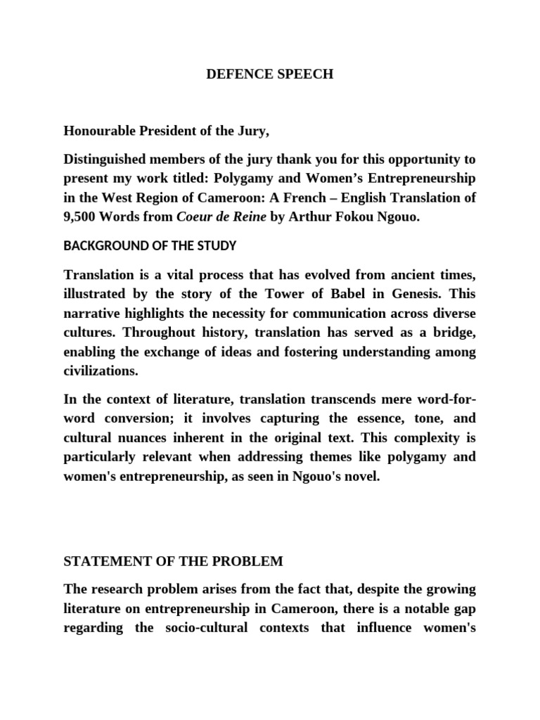 Polygamy & Women's Entrepreneurship in Cameroon | PDF ...