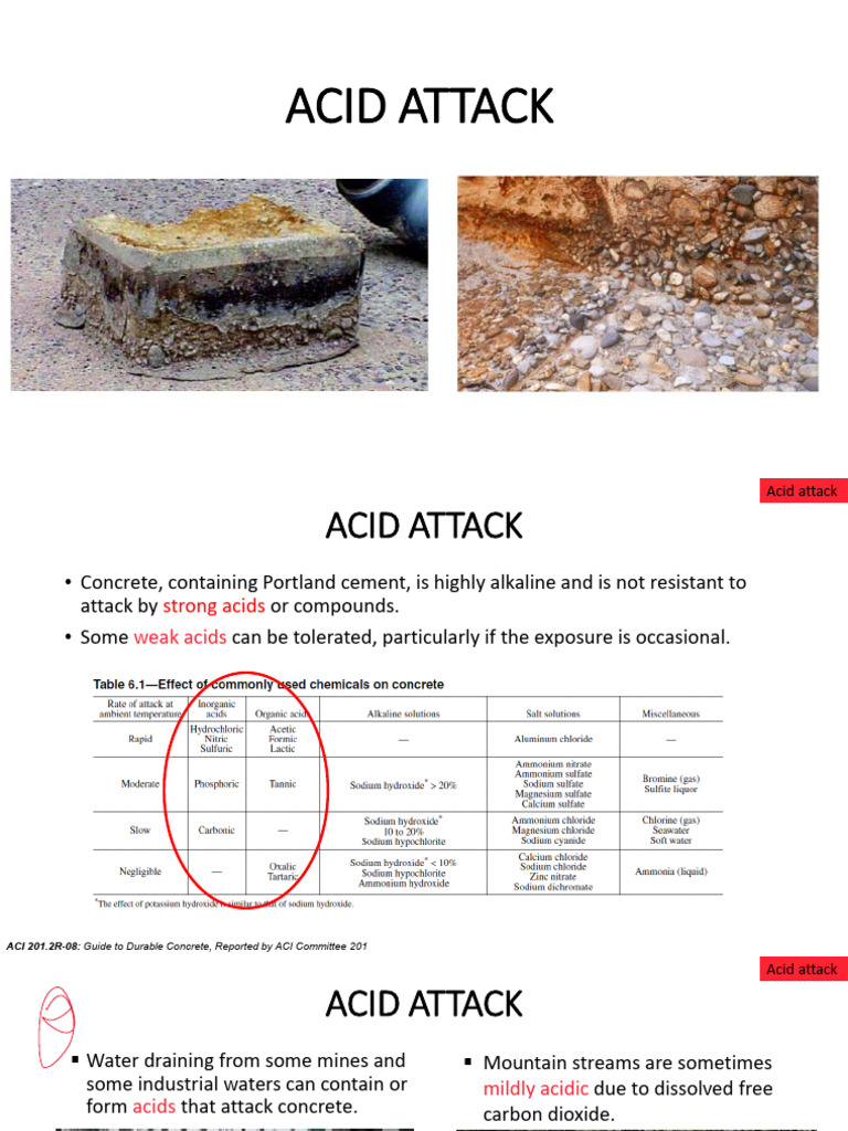 Acid and Alkali-Aggregate Attack | PDF | Concrete | Cement