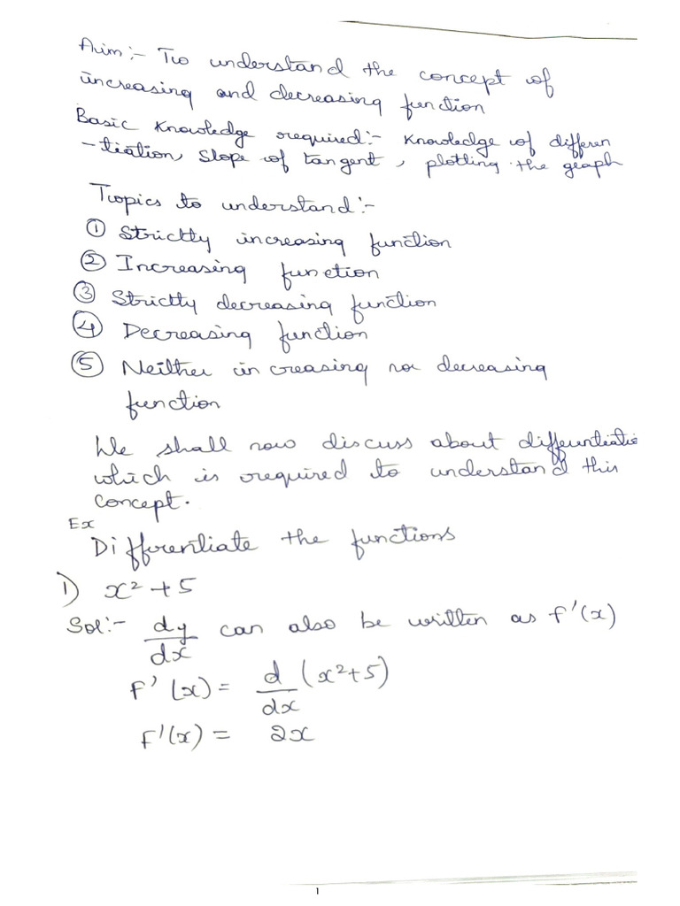 Project of Increasing and Decreasing Function | PDF