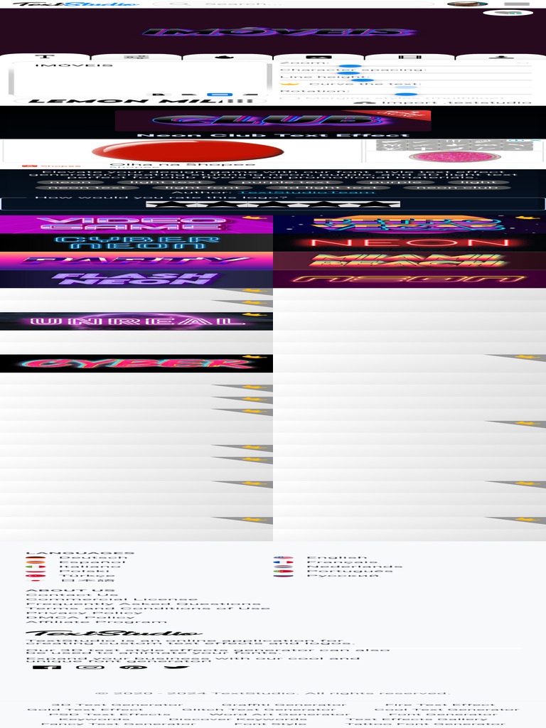 Neon Club Text Effect Font Generator | PDF