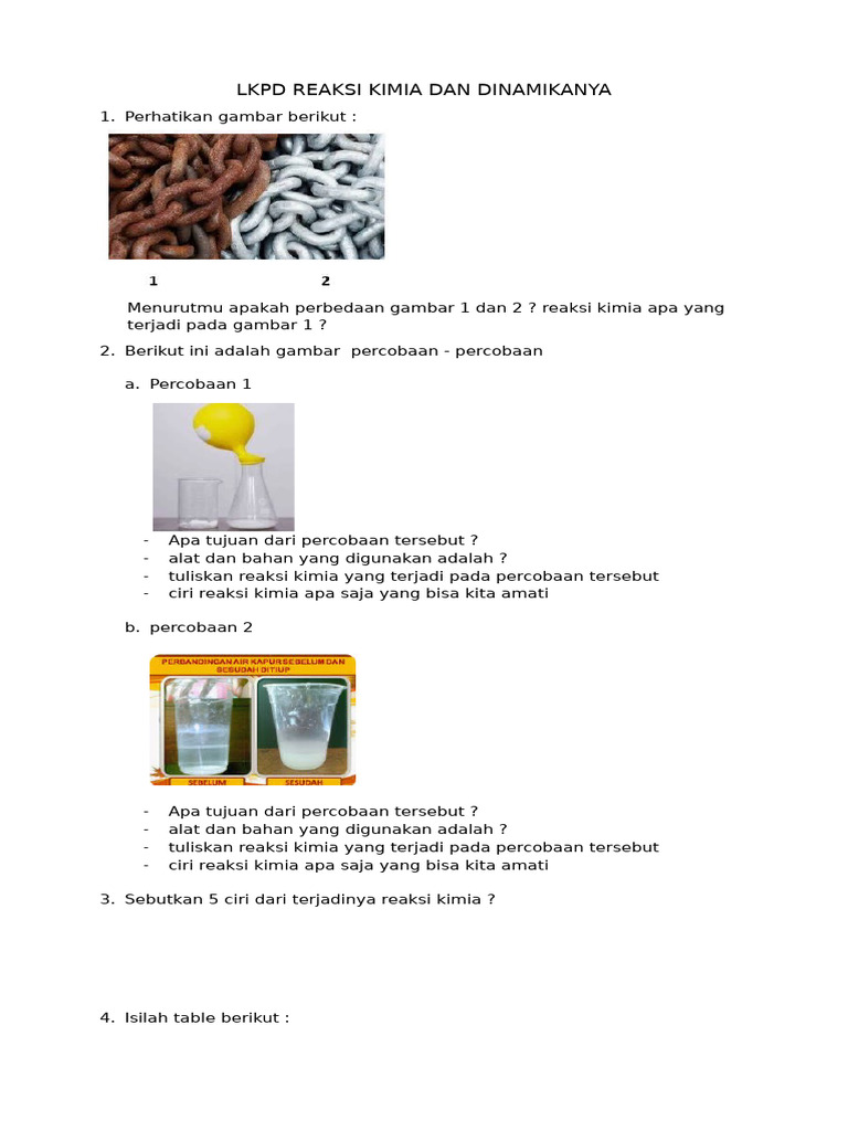LKPD Reaksi Kimia Kelas 9 | PDF