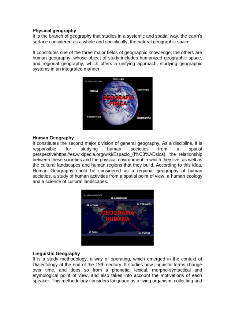 Overview of Geography's Major Branches | PDF | Geography | Linguistics