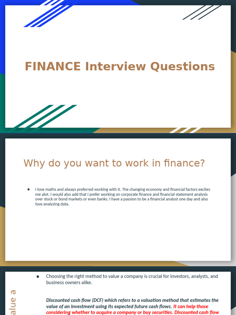 FINANCE Interview Questions | PDF | Discounted Cash Flow | Valuation (Finance)