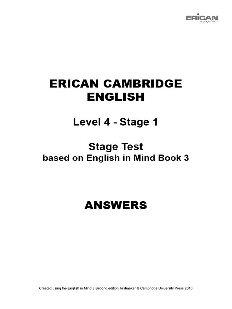 Eim Book 3 Stage 1 Test Answers | PDF | English Language