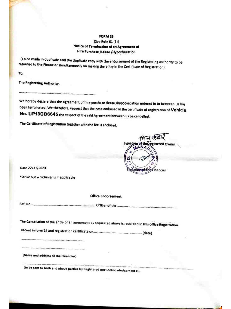 mannapuram form 35 | PDF