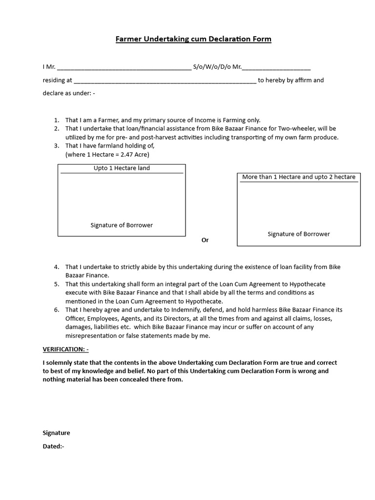 Farmer Loan Declaration Form | PDF