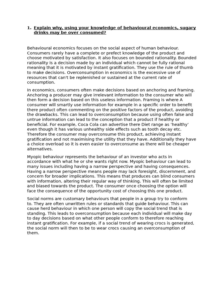 Overconsumption 4 Paragraphs Theviru | PDF | Behavioral Economics ...