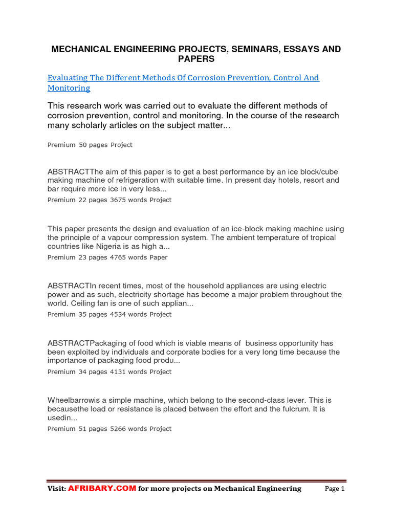 Mechanical Engineering Projects Seminars | PDF | Refrigerator | Machines