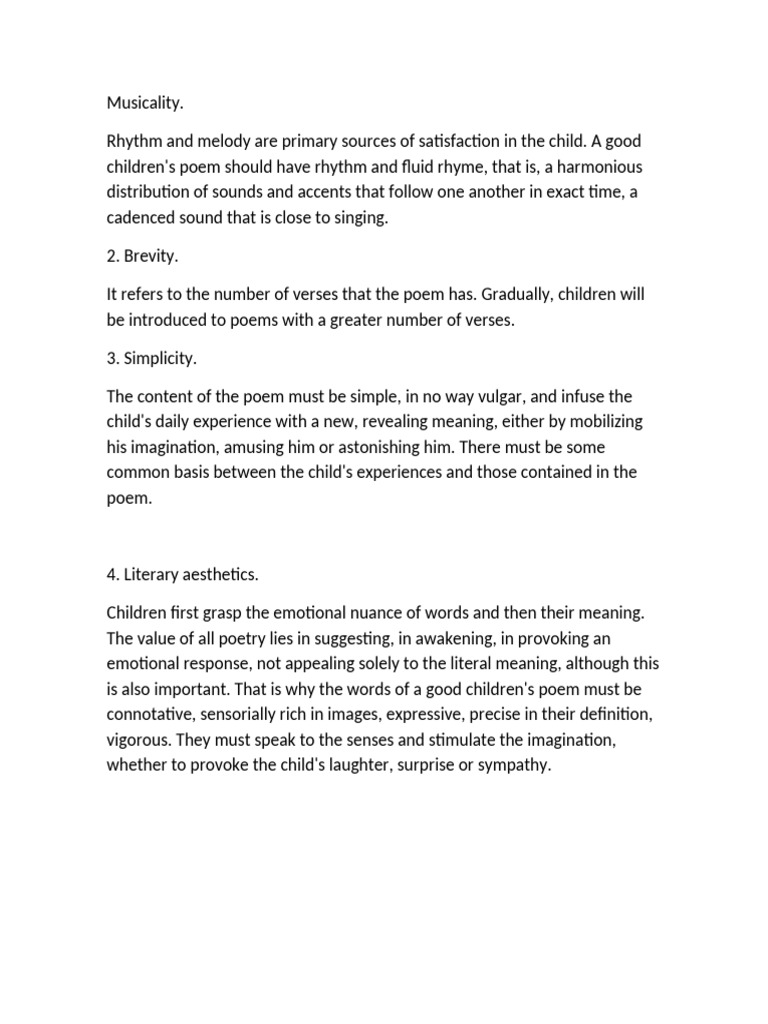 Characteristics of Children's Poetry | PDF
