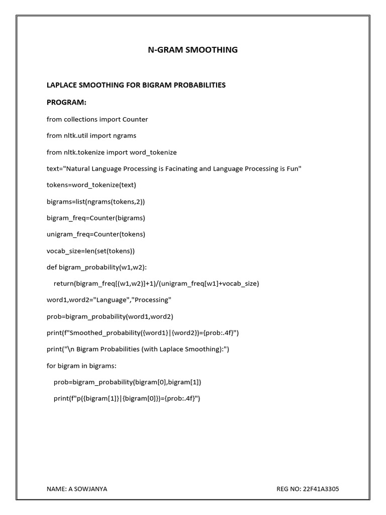 N Grams Smoothing | PDF