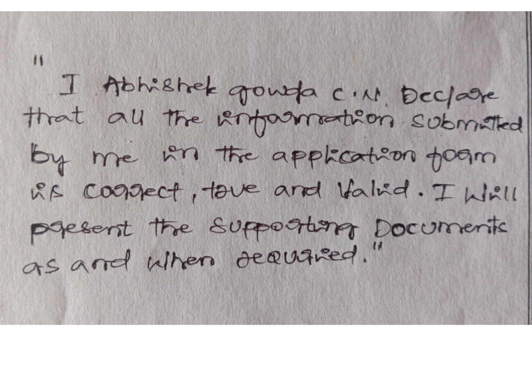 Hand Written Declaration | PDF