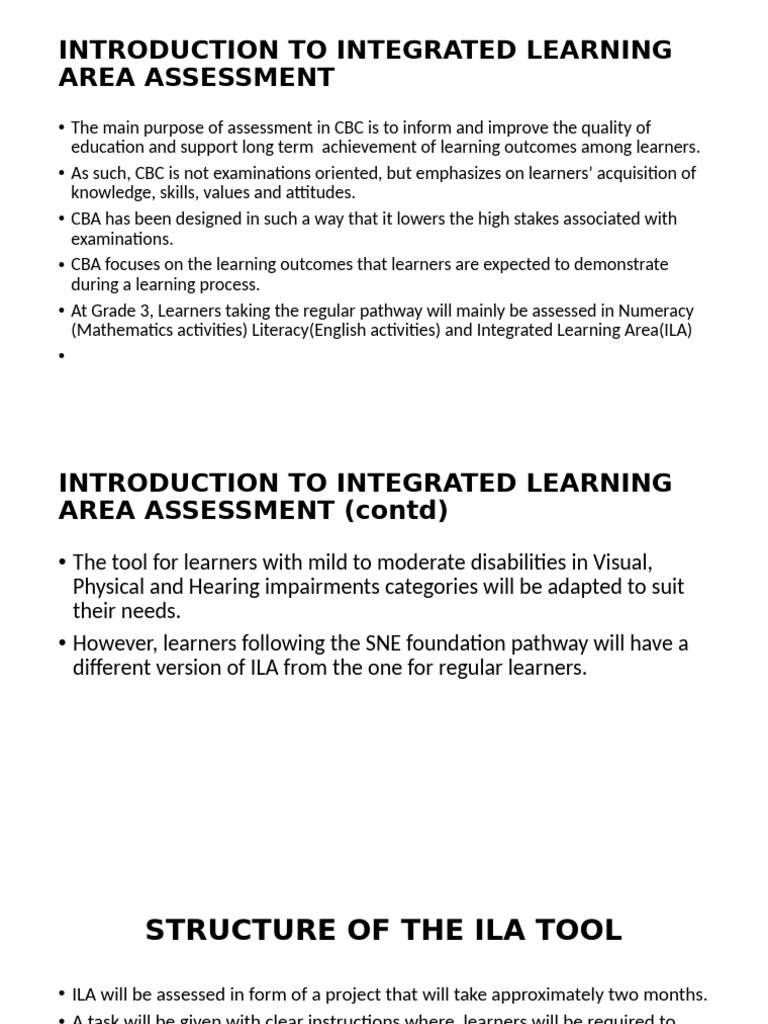 Integrated Learning Area Assessment-Cso Presentations | PDF | Learning | Educational Assessment