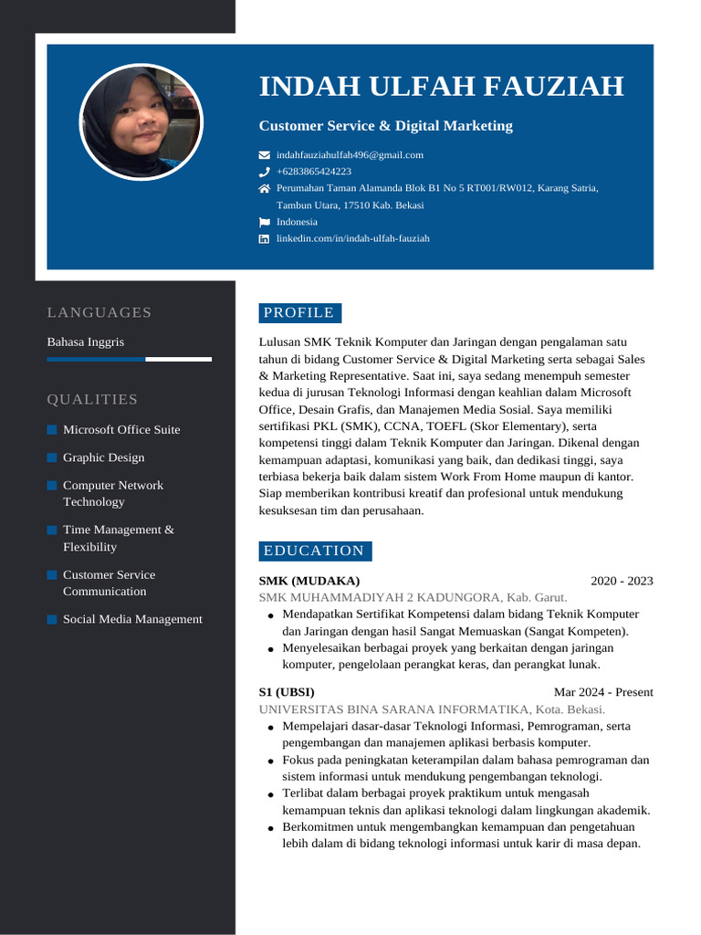 CV_INDAH ULFAH FAUZIAH | PDF