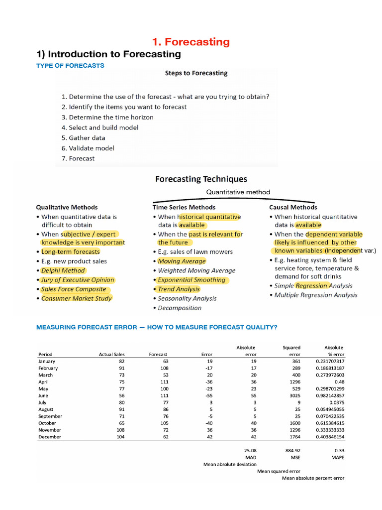 Om 1 Pdf Forecasting Errors And Residuals