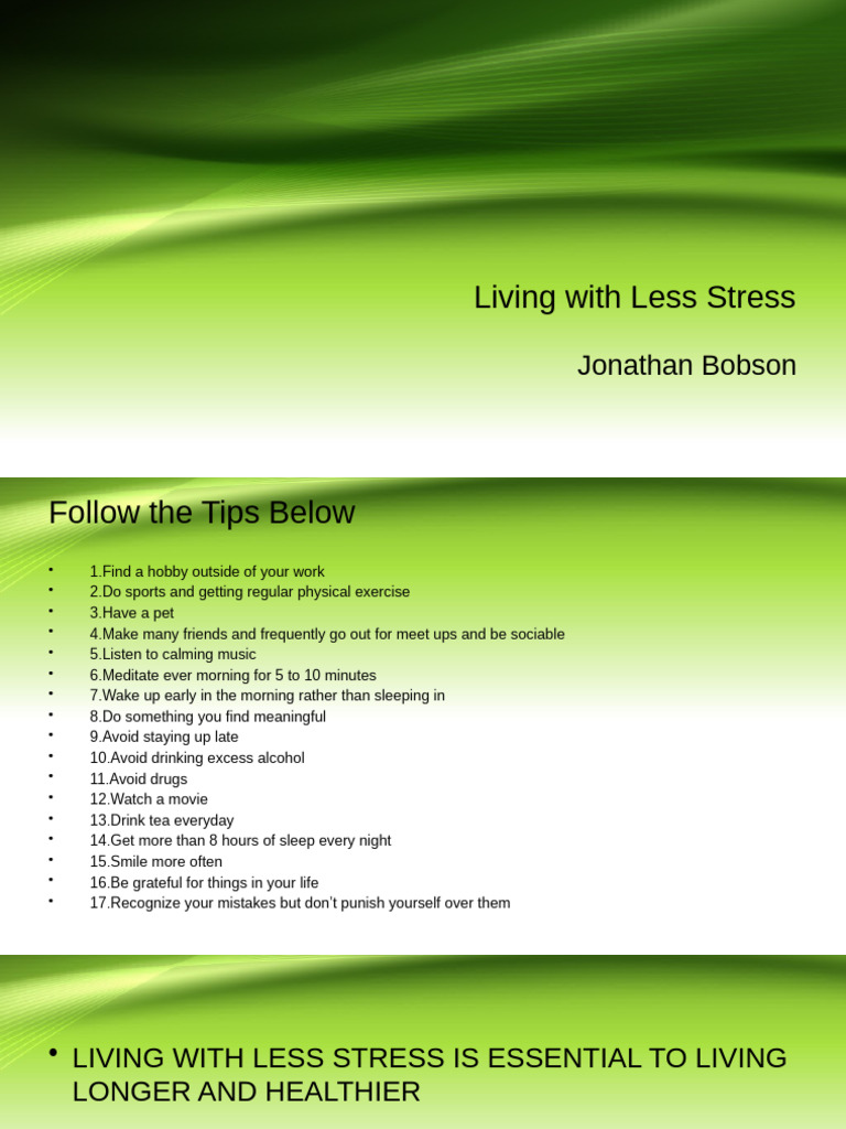 Living With Less Stress | PDF