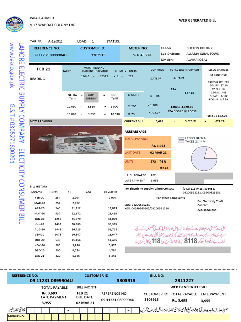 lesco bill | PDF | Payments | Economies