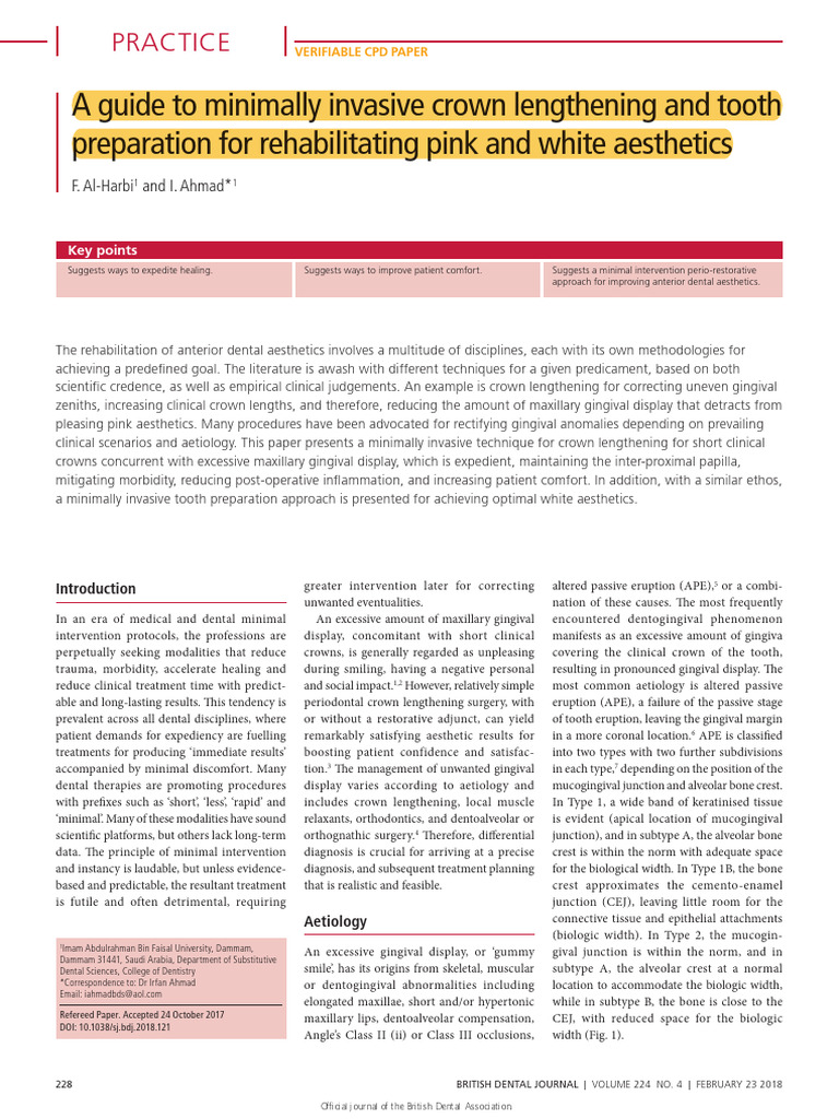A Guide to Minimally Invasive Crown Lengthening and Tooth Preparation ...