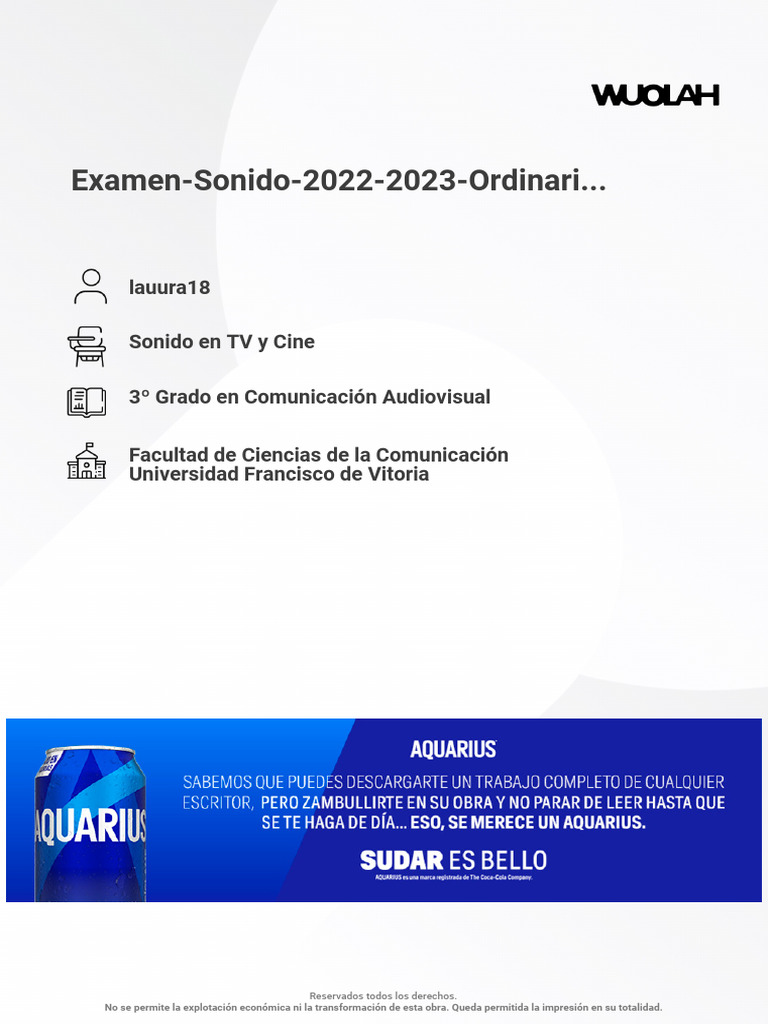 Wuolah Free Examen Sonido 2022 2023 Ordinaria | PDF | Micrófono | Decibel