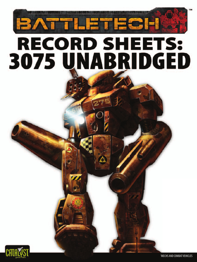BattleTech BC210 - 3075 Record Sheets - Unabridged | PDF | Battle Tech ...