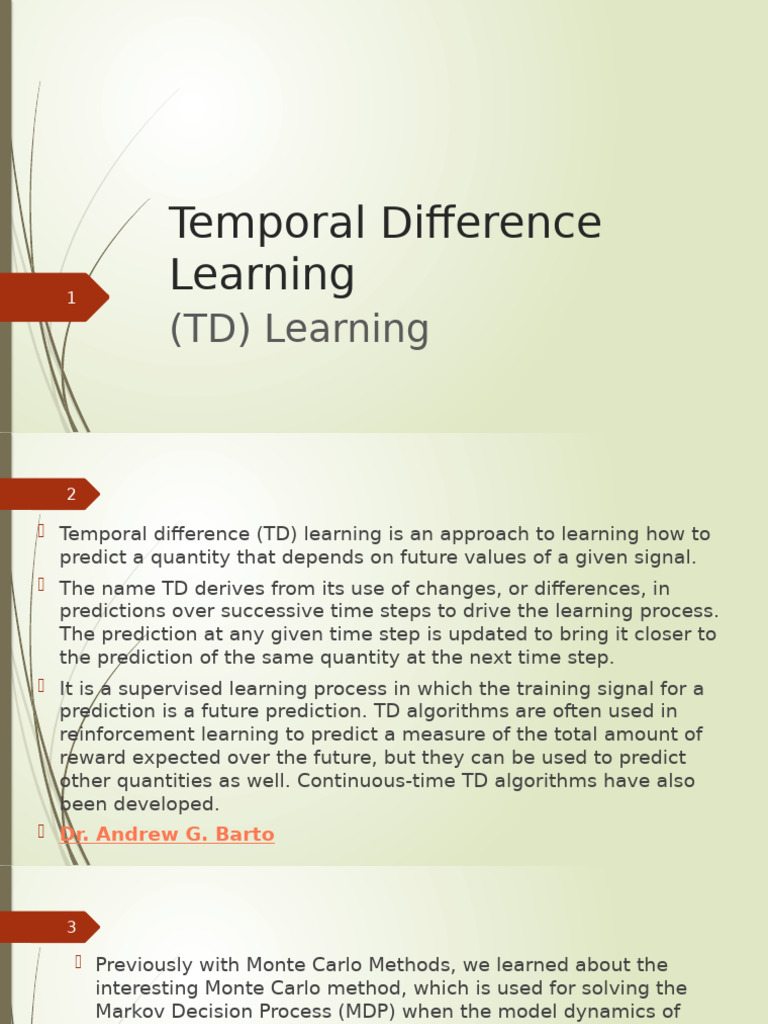 Lecture#4 Temporal DifferenceTD Learning Q Learning & SARSA 2024 | PDF | Applied Mathematics ...