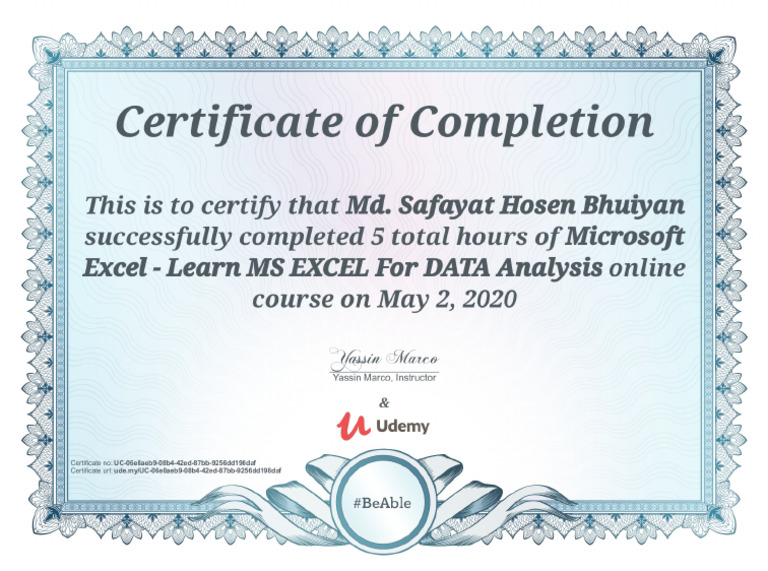 Udemy - Microsoft Excel - Learn MS EXCEL For DATA Analysis | PDF