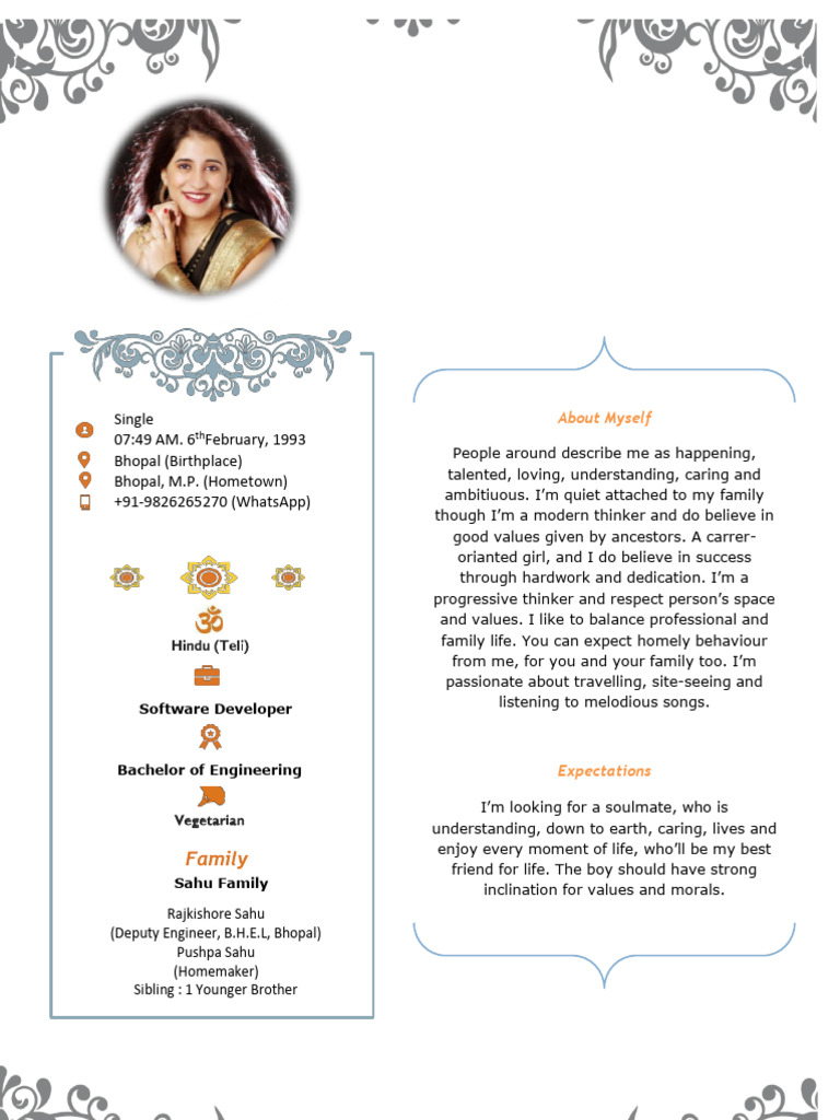 Pallavi's Matrimonial Biodata | PDF