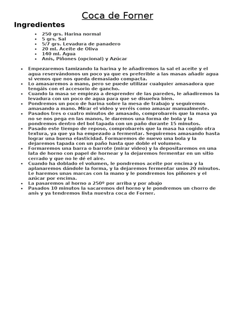 Coca de Forner Básica | PDF