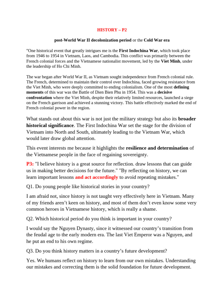 Speaking Part 2 Cki Huhu | PDF | French Indochina | Vietnam