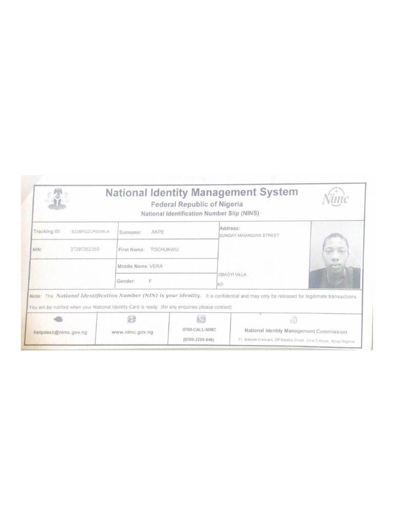 National Identity Management System | PDF
