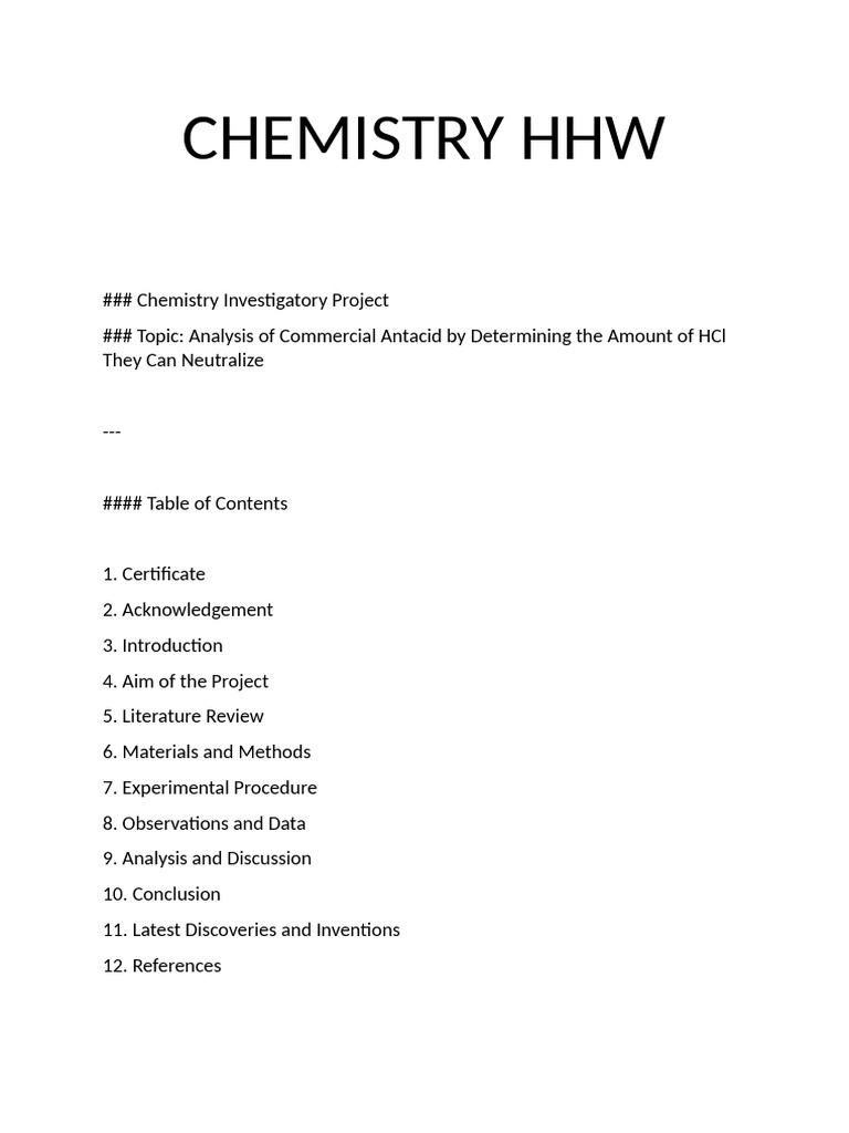 Chemistry HHW Dax Vai Ka | PDF | Hydrochloric Acid | Titration
