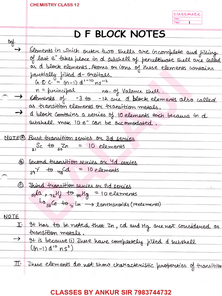 D F Block NOTES | PDF