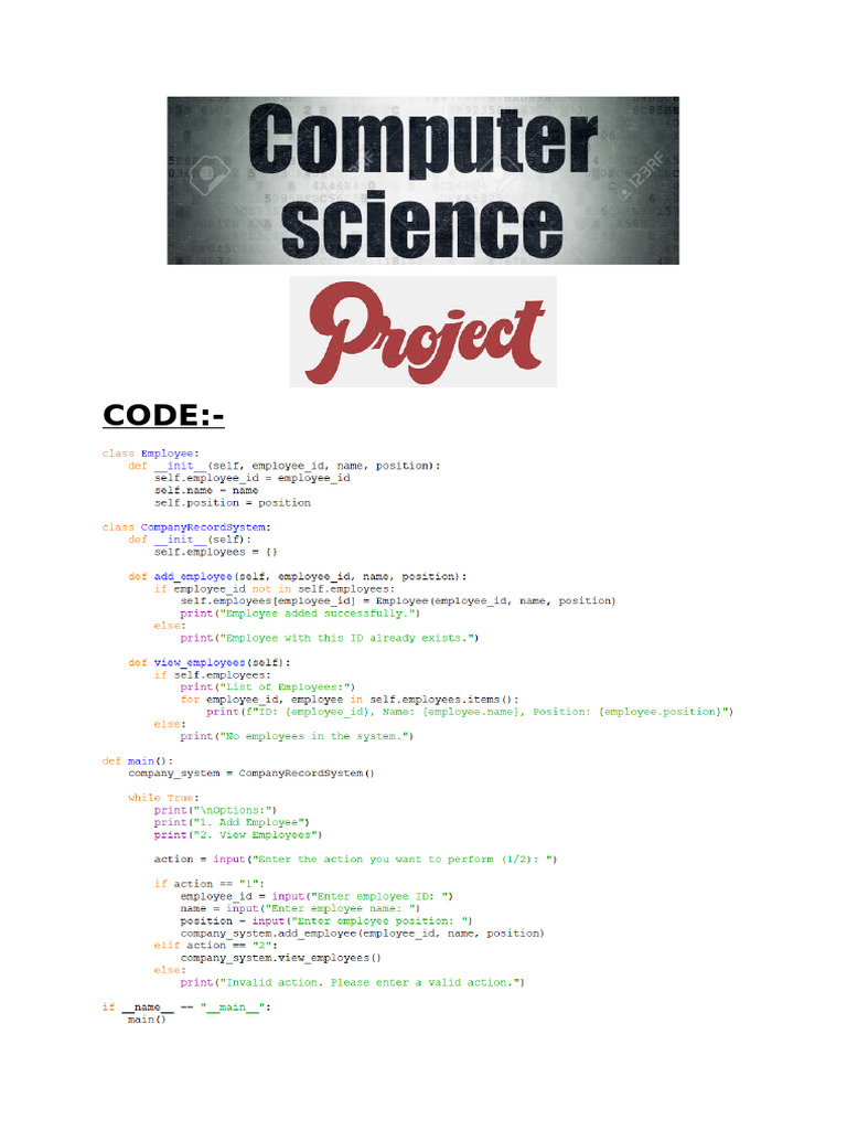 Cs Projectt Code | PDF