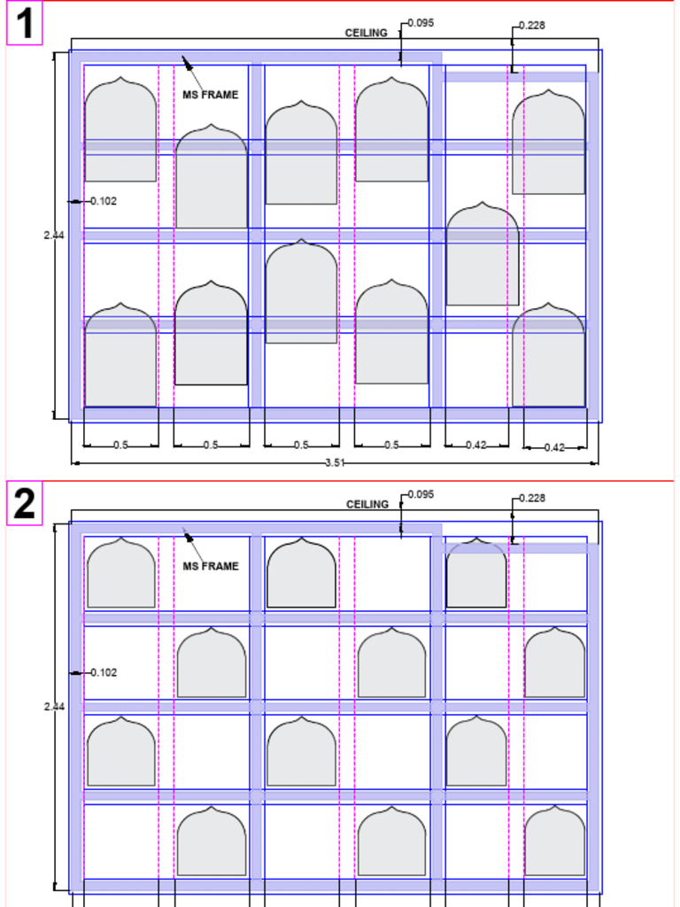 Ceiling MS Frame Dimensions Guide | PDF