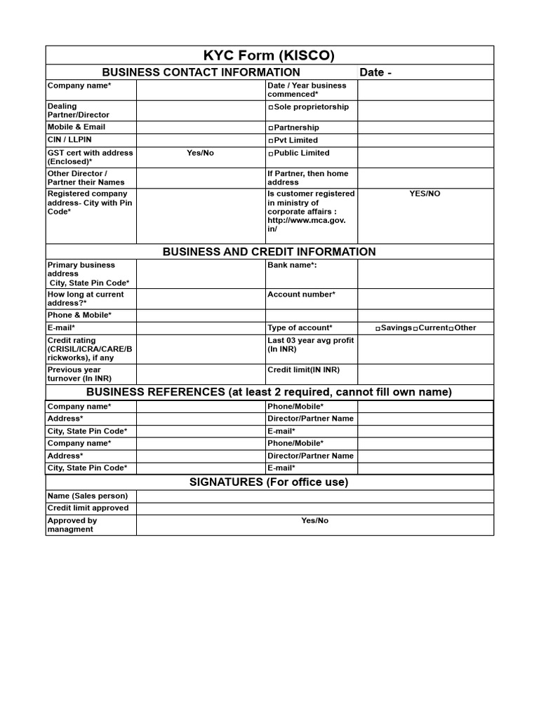 KYC Form - Sheet1 (3) | PDF