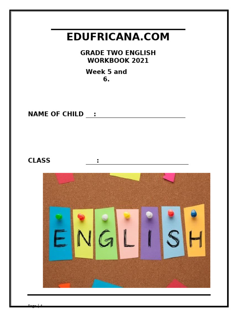 PRIMARY SCHOOL GRADE 2 ENGLISH WEEK 5 AND 6 (1) | PDF | English ...