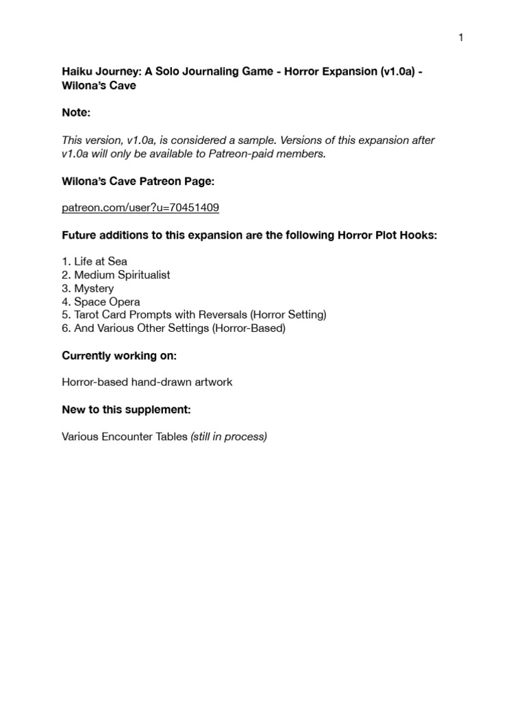 Haiku Journey - Horror Expansion V1.0a - Sample | PDF | Zombies | Ghosts