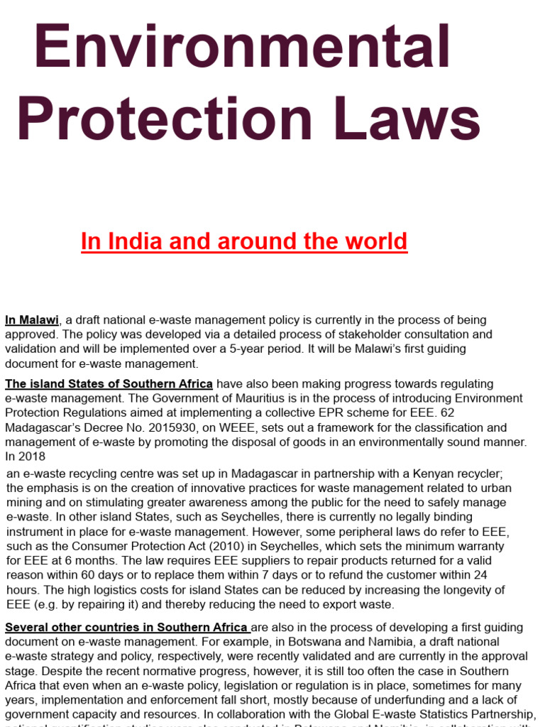 Environmental Protection Laws | PDF | Electronic Waste | Economy And ...