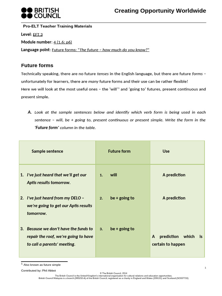 Future Forms | PDF | Linguistics | Human Communication