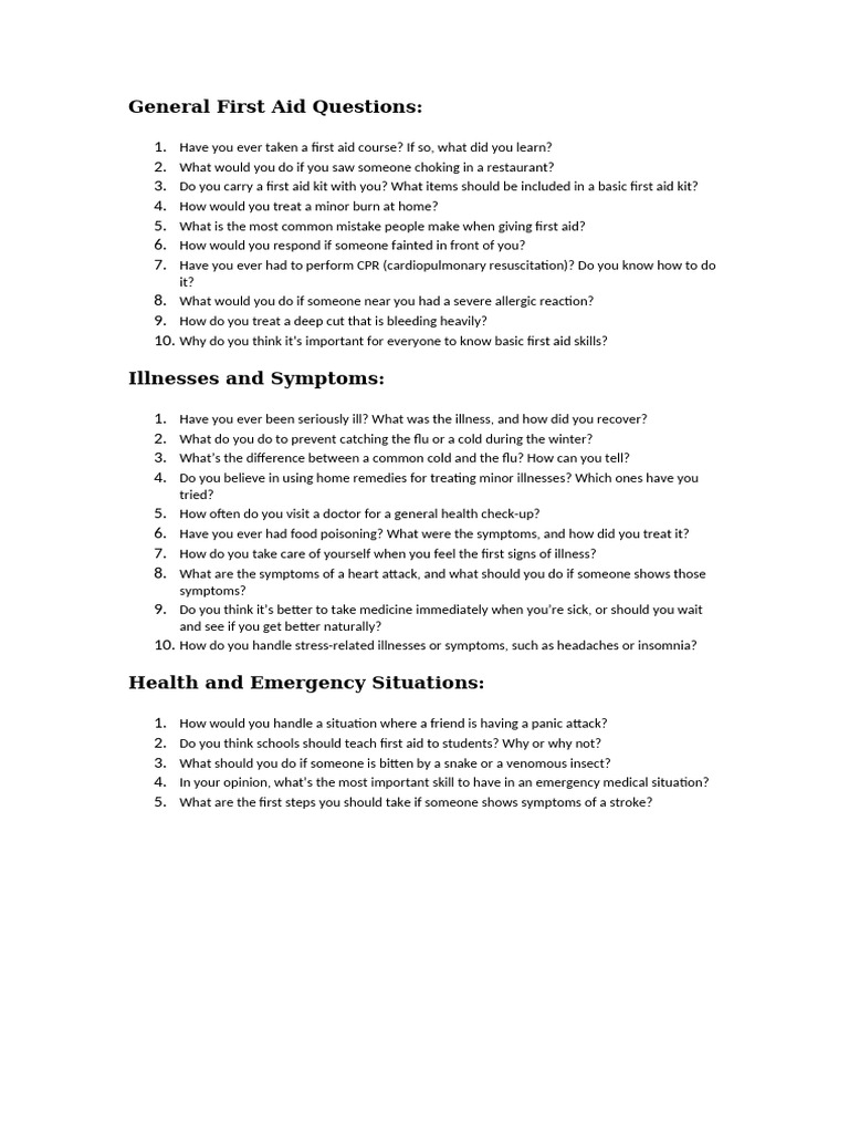 Essential First Aid & Health FAQs | PDF