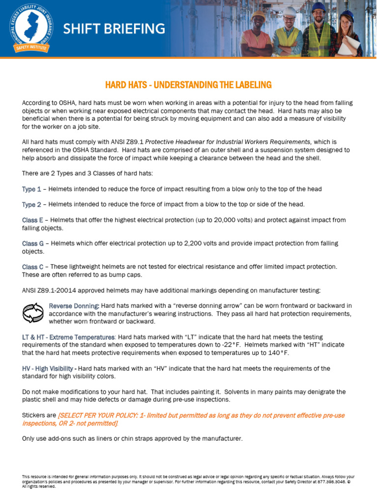MSI Shift Briefing Hard Hats Understanding The Labeling | PDF ...