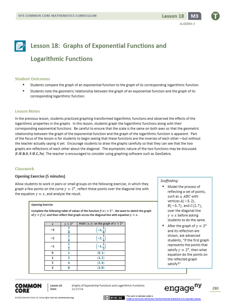 Algebra II m3 Topic C Lesson 18 Teacher | PDF | Function (Mathematics ...